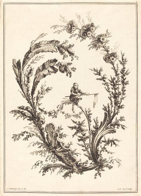 Ornament With A Monkey By Jean Jacques Avril Fine Art Print