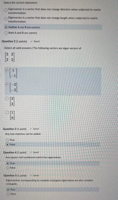 Solved Select The Correct Statement Eigenvector Is A Vector