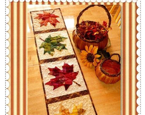 Patchwork Maple Leaf Table Runner Patternfall Table Runnerautumn Table