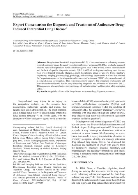 Pdf Expert Consensus On The Diagnosis And Treatment Of Anticancer Drug Induced Interstitial