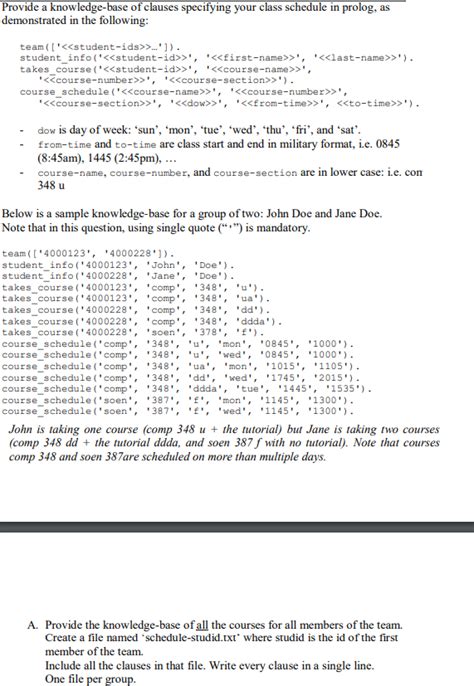 Provide A Knowledge Base Of Clauses Specifying Your
