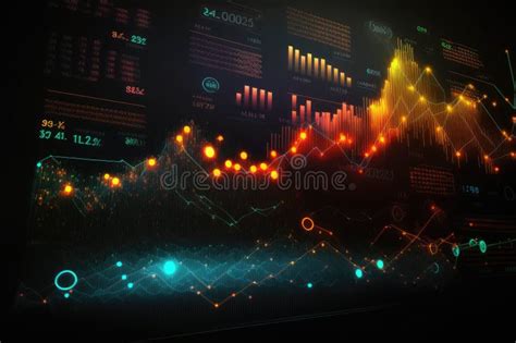Financial Digital Graphs Glowing Lines And Diagram On Digital Screen Data Analytics For