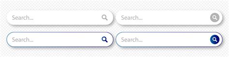 Set Of Search Bar Boxes Web Ui Elements For Browsers With Text Field And Search Button Vector