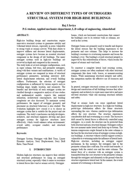 Review Paper On Different Types Of Outrigger Structural System For High Rise Building Pdf