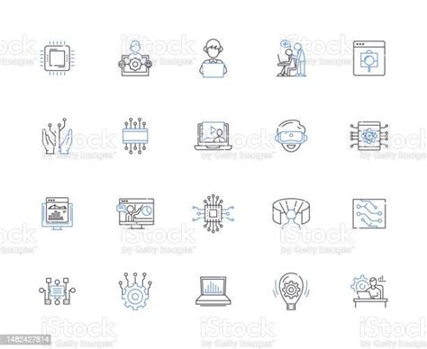 Web Programming Outline Icons Collection Web Programming Html Css Javascript Ajax Xml Vector And
