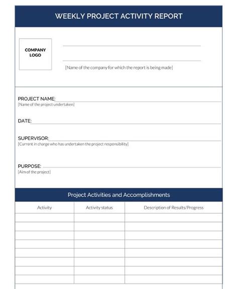FREE 20 Sample Weekly Activity Reports In PDF MS Word Apple Pages