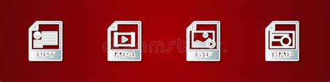 Set PPT File Document MP GIF And BMP Icon Vector Stock Vector Illustration Of Flat