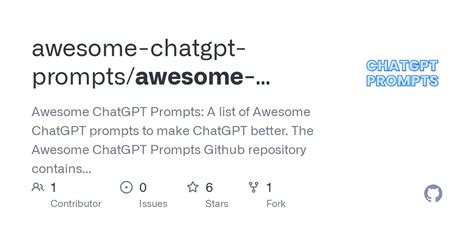 Github Awesome Chatgpt Promptsawesome Chatgpt Prompts Awesome Chatgpt Prompts A List Of