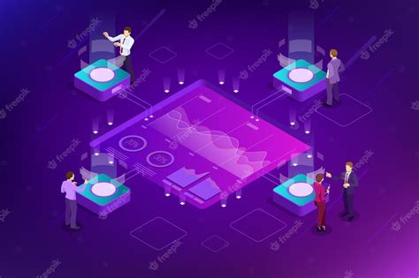 Premium Vector Isometric Big Data Network Visualization Advanced Analytics Interacting Data