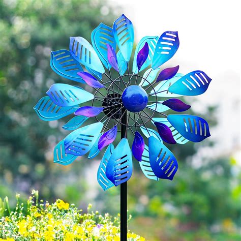 Cyan Oasis Wind Spinners Outdoor For Yard And Garden Metal Large Wind