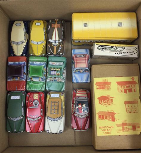 Lot Vintage Tin Car Containers