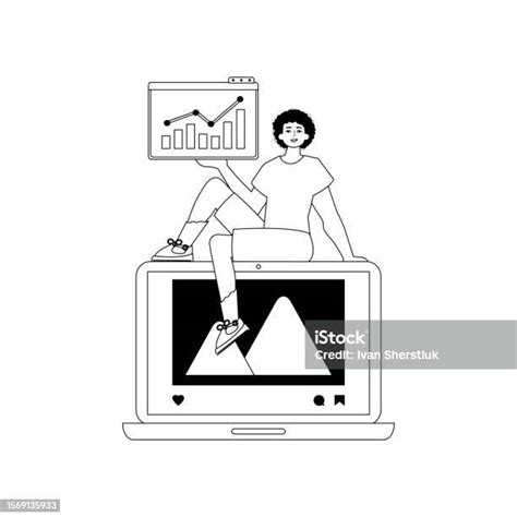 남자 사진 및 출구 그래프 소셜 네트워크 정착 해적판과 흰색 선형 방식 트렌디한 스타일 벡터 일러스트레이션 검색에 대한 스톡 벡터 아트 및 기타 이미지 Istock