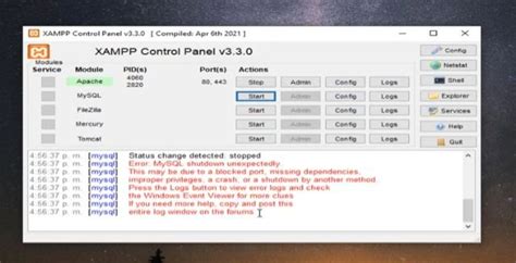 Solución Al Error Mysql Shutdown Unexpectedly” En Xampp Solo