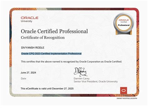 Divyansh Rodle On Linkedin Oraclecertified Oracle Oracleuniversity