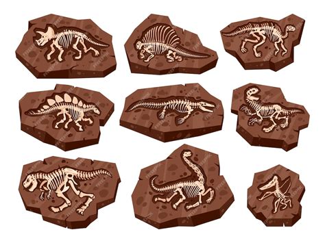 Premium Vector Cartoon Ground Layers With Dino Fossil Dinosaur Bones