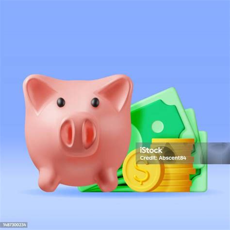 동전과 지폐가 있는 3d 돼지 저금통 3차원 형태에 대한 스톡 벡터 아트 및 기타 이미지 3차원 형태 경제 구매 Istock