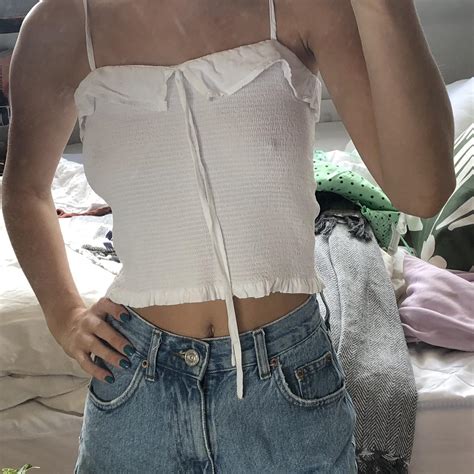 Cute Strap White Top From Cotton On Size Small Depop