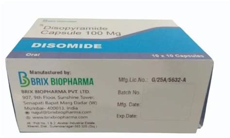100mg Disopyramide Capsule At Rs 120box In Kalyan Id 2853922997612