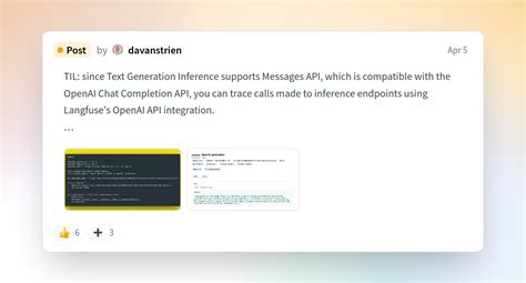 Davanstrien On Hugging Face TIL Since Text Generation Inference Supports Messages API Which