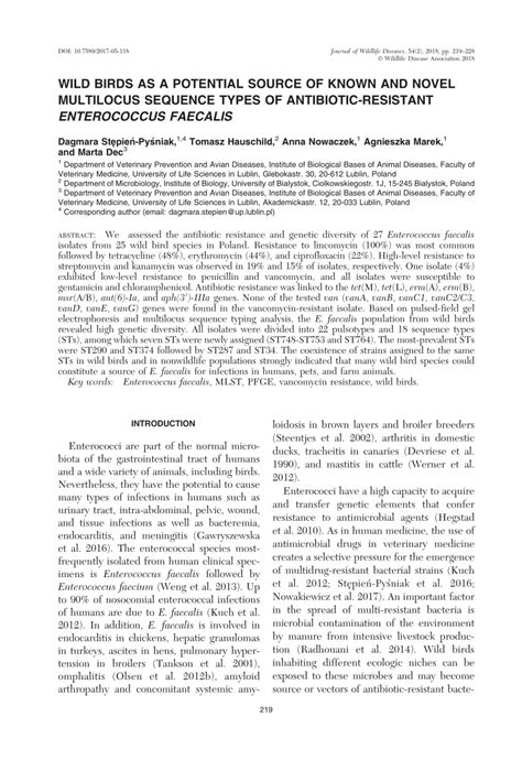 Pdf Wild Birds As A Potential Source Of Known And Novel Multilocus