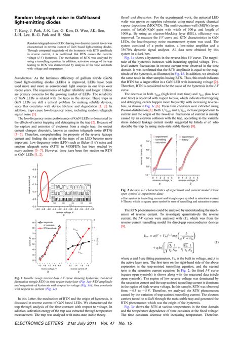 PDF Random Telegraph Noise In GaN Based Light Emitting Diodes