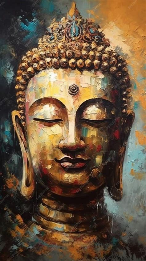 Premium Photo A Painting Of A Buddha Face