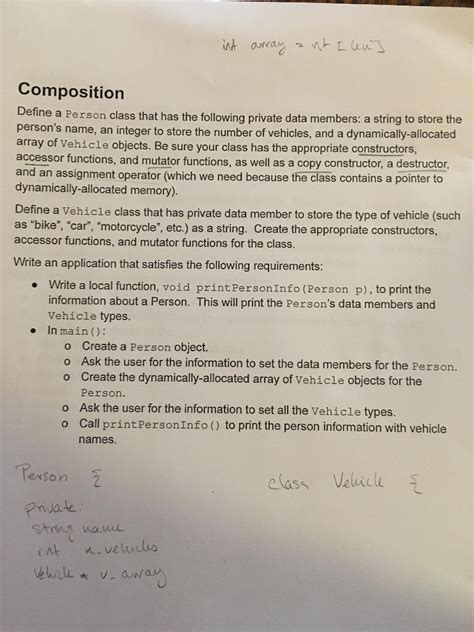 Solved Int Composition Defi Ne A Person Class That Has The