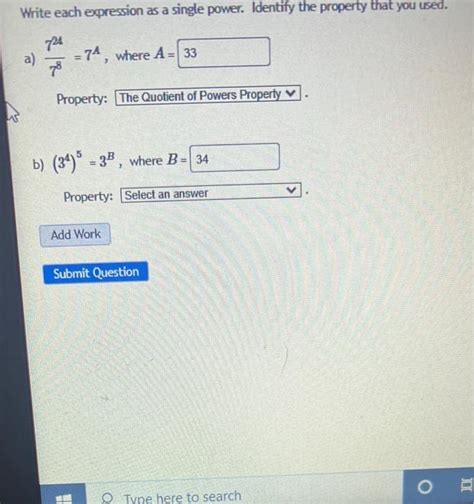 solved write each expression as a single power identify the