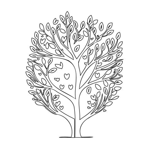 Tree Love Outline Illustration Sketch Vector Art At Vecteezy