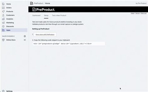 Installing The Preproduct Snippet