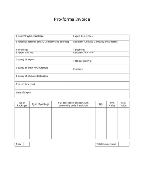 Proforma Invoice Template Proforma Invoices Nutemplates My Xxx Hot Girl