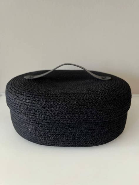 Корзина бавовняна для зберігання з кришкою чорна 35 20 15 см корзина зі шнура від продавця