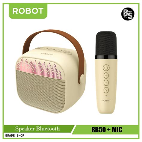 Jual Speaker Bluetooth Robot Rb50 Wireless Microphone Karaoke Portable Cream Shopee Indonesia