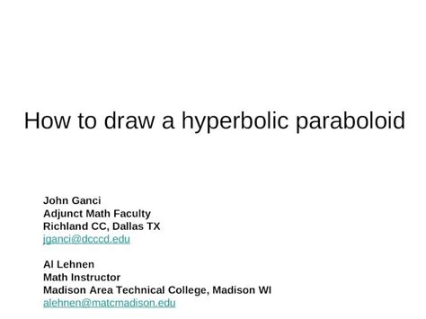 Ppt How To Draw A Hyperbolic Paraboloid Dokumen Tips