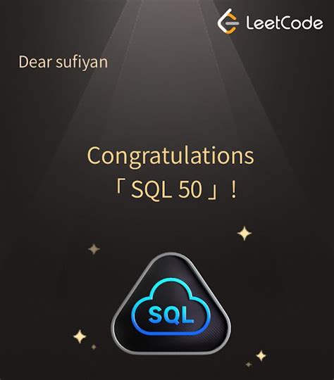 Sql Sql50 Leetcode Achievement Learningjourney Consistency Sufiyan ͏
