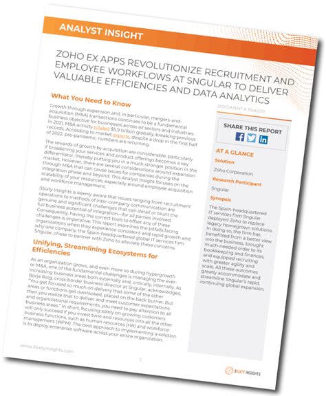 Analyst Insight Zoho Ex Apps Revolutionize Recruitment And Employee Workflows At Sngular To