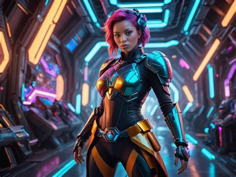 Woman In Star Wars Inspired Cosplay In Futuristic Corridor