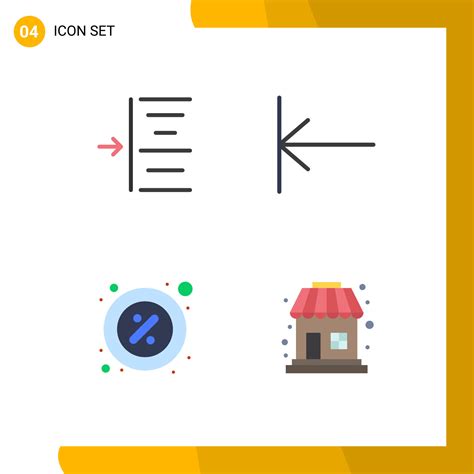 4 User Interface Flat Icon Pack Of Modern Signs And Symbols Of Indent Piece Arrow Discount Shop