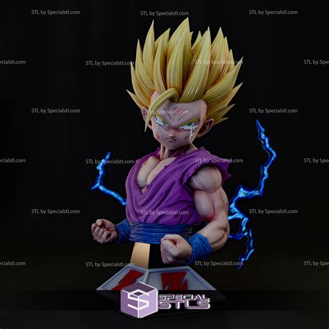 Gohan Ssj2 Bust 3d Printing Model Stl Files Specialstl