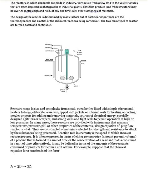 SOLVED The Reactors In Which Chemicals Are Made In Industry Vary In Size From A Few Cm 3 To