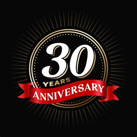 Premium Vector 30 Years Anniversary Logo Design With Red Color Ribbon