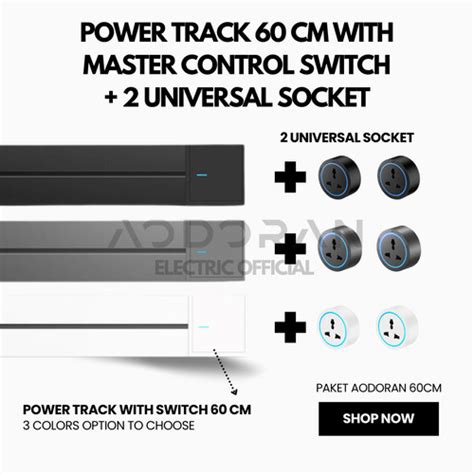 Jual Paket Aodoran Power Track With Switch On Off Track Socket Panjang 60cm Movable Track