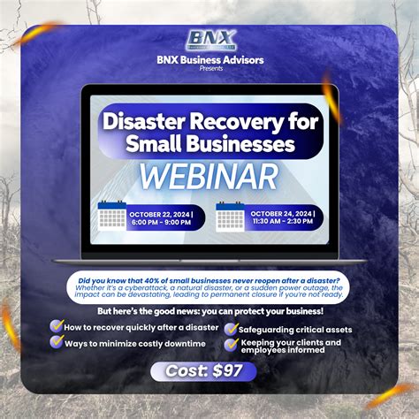 Disaster Recovery Webinar For Small Businesses Bnx Business Advisors