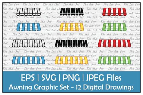 Awning Or Canopy Outline Silhouette And Color Vector Clipart