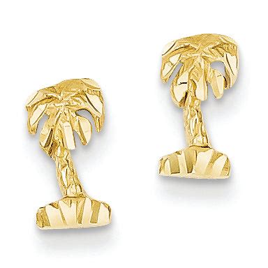 14k Gold Diamond Cut Palm Tree Earrings Pricerock