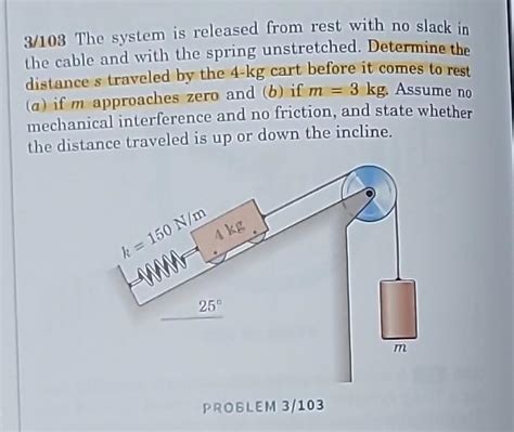 solved 3 103 the system is released from rest with no slack