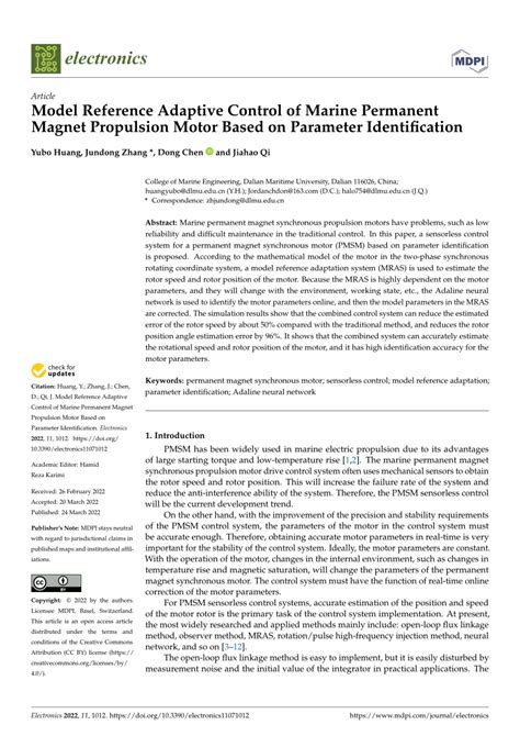 Pdf Model Reference Adaptive Control Of Marine Permanent Magnet
