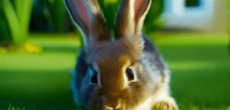A Tiny Rabbit Nibbles On Fresh Green Grass In The Sunshine Video Mp4 Template Free Download