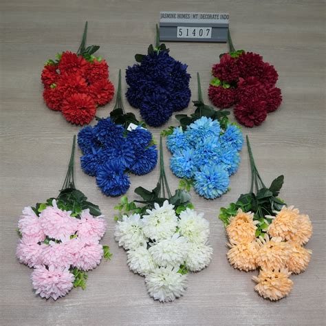Jual Bunga Pompom Chrysan 7kuntum Full Accessories 51407 Shopee Indonesia