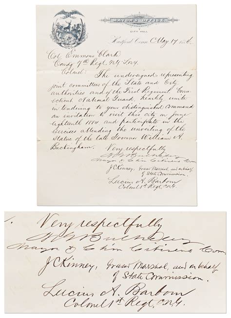 Lot Detail Morgan Bulkeley Letter Signed Bulkeley Was The First